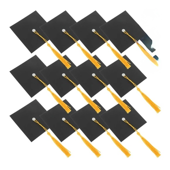 Amazon | Party Supplies | Black Gold Graduation Cap Miniature Cake ...